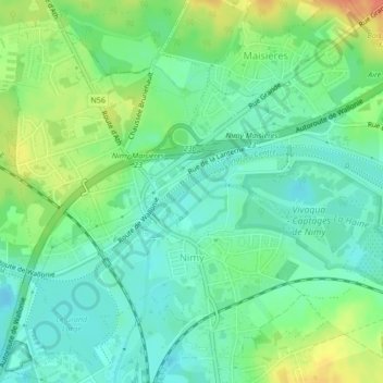 Carte topographique Nimy, altitude, relief