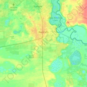 Carte topographique Red Cliffs, altitude, relief