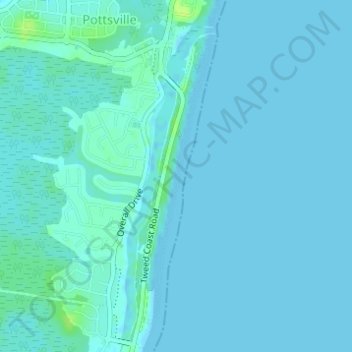 Carte topographique Pottsville Beach, altitude, relief