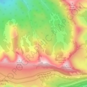 Carte topographique Huckleberry Park, altitude, relief