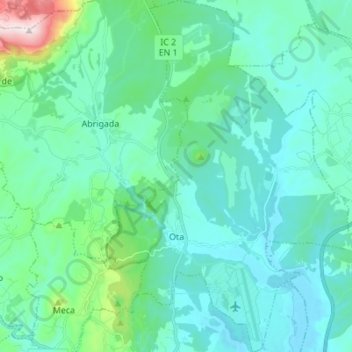 Carte topographique Ota, altitude, relief