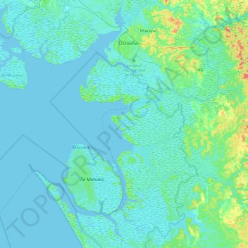 Carte topographique Douala VI, altitude, relief