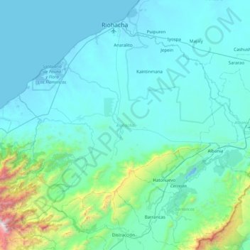 Carte topographique Riohacha, altitude, relief