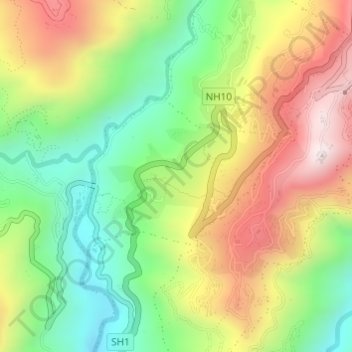 Carte topographique Tadong Ward, altitude, relief