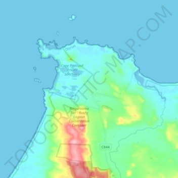 Carte topographique Cape Portland, altitude, relief