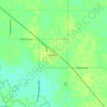 Carte topographique Rodman, altitude, relief