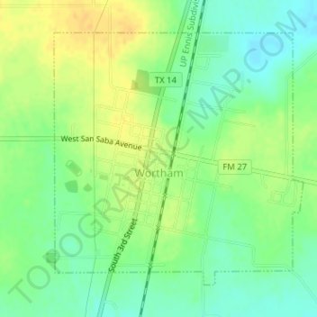 Carte topographique Wortham, altitude, relief