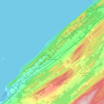 Carte topographique Saint-Simon-de-Rimouski, altitude, relief