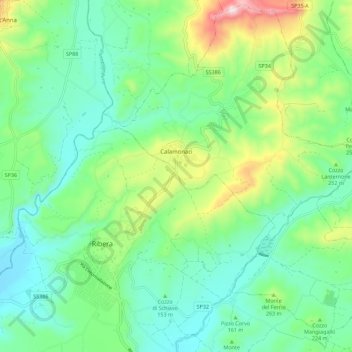 Carte topographique Calamonaci, altitude, relief