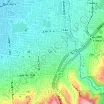 Carte topographique Sturt, altitude, relief