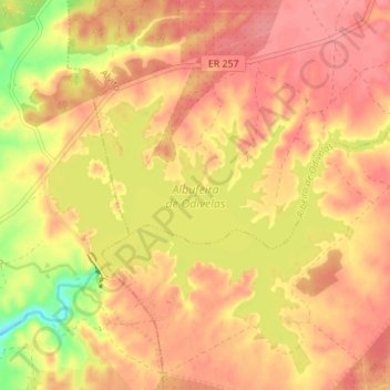 Carte topographique Albufeira de Odivelas, altitude, relief