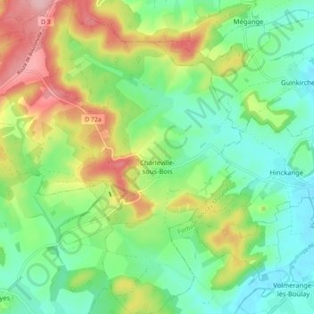 Carte topographique Charleville-sous-Bois, altitude, relief