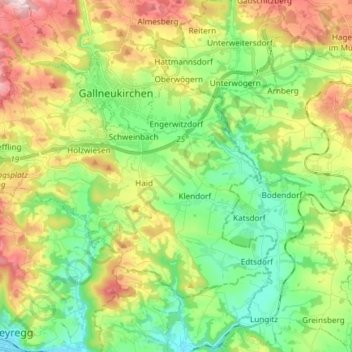 Carte topographique Engerwitzdorf, altitude, relief