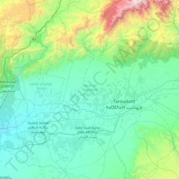 Carte topographique cercle de Taroudant, altitude, relief