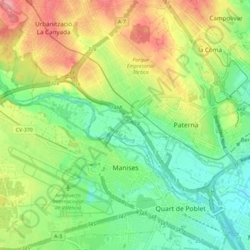 Carte topographique Manises, altitude, relief