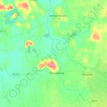Carte topographique Knockainy, altitude, relief