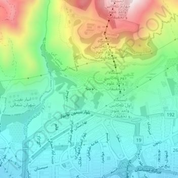 Carte topographique Hesarak, altitude, relief