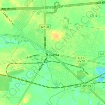 Carte topographique City of Batavia, altitude, relief