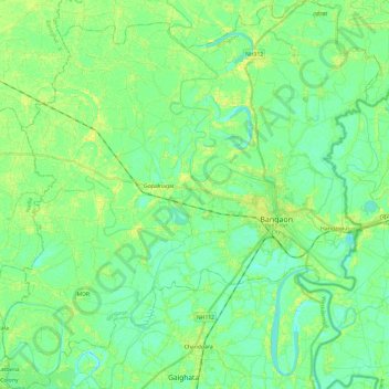 Carte topographique Bongaon, altitude, relief