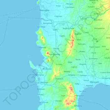 Carte topographique Lian, altitude, relief