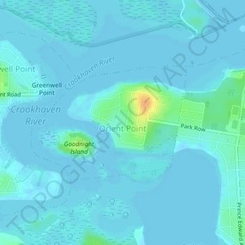 Carte topographique Orient Point, altitude, relief