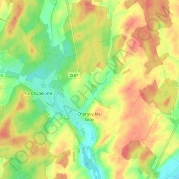 Carte topographique Chargey-lès-Gray, altitude, relief