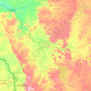 Carte topographique Cercle de Bafoulabé, altitude, relief