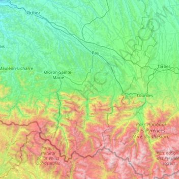 Carte topographique Le Gave de Pau, altitude, relief