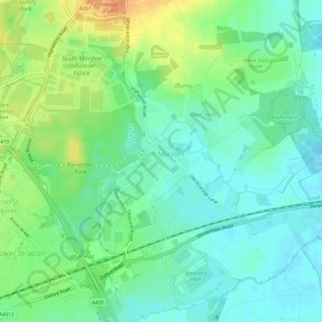 Carte topographique South Marston, altitude, relief