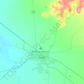 Carte topographique Dalby, altitude, relief