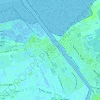 Carte topographique Grand-Fort-Philippe, altitude, relief