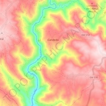 Carte topographique Candedo, altitude, relief