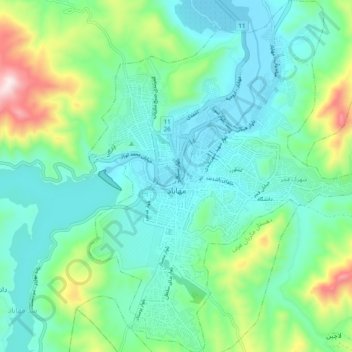 Carte topographique Mahabad, altitude, relief