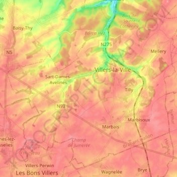Carte topographique 1495, altitude, relief