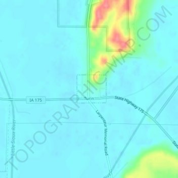 Carte topographique Turin, altitude, relief