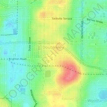 Carte topographique Doubleview, altitude, relief