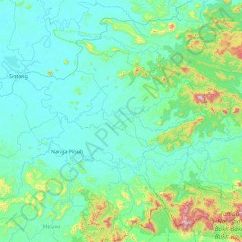 Carte topographique Melawi River, altitude, relief
