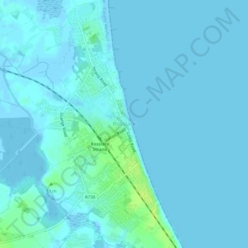 Carte topographique Rosslare, altitude, relief