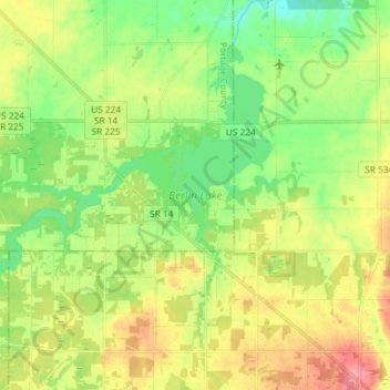 Carte topographique Berlin Lake, altitude, relief