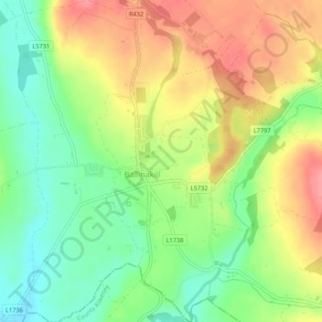 Carte topographique Ballinakill, altitude, relief