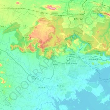 Carte topographique Waidhan, altitude, relief