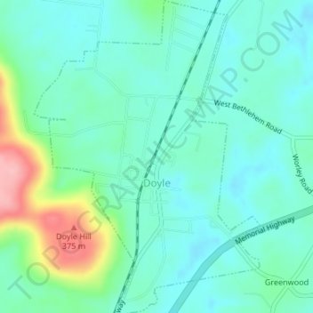 Carte topographique Doyle, altitude, relief