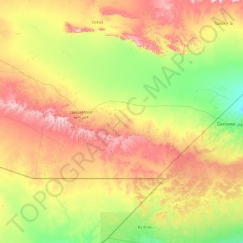 Carte topographique Las Anod, altitude, relief