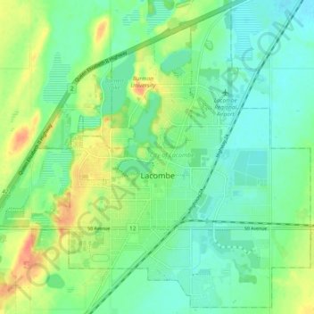 Carte topographique City of Lacombe, altitude, relief
