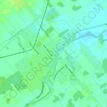 Carte topographique Huntingdon, altitude, relief