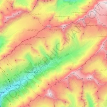 Carte topographique Blatten, altitude, relief