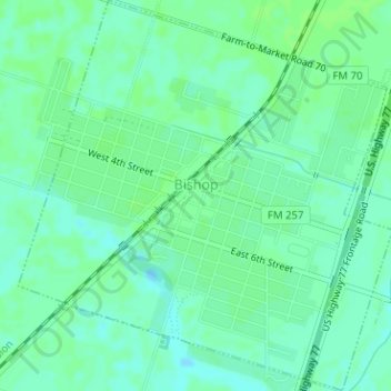 Carte topographique Bishop, altitude, relief