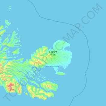 Carte topographique Grande Terre, altitude, relief