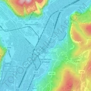 Carte topographique St. Michael an der Etsch, altitude, relief
