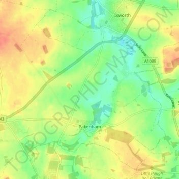 Carte topographique Pakenham, altitude, relief